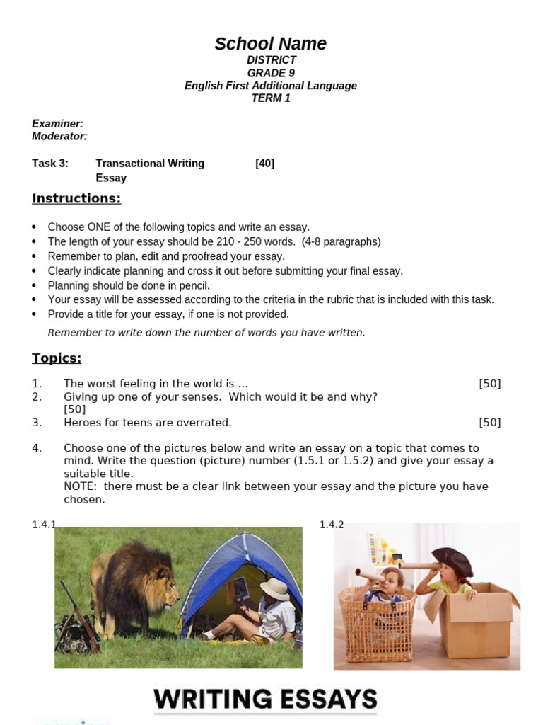 Grade 9 English Essay Writing Guide | PDF