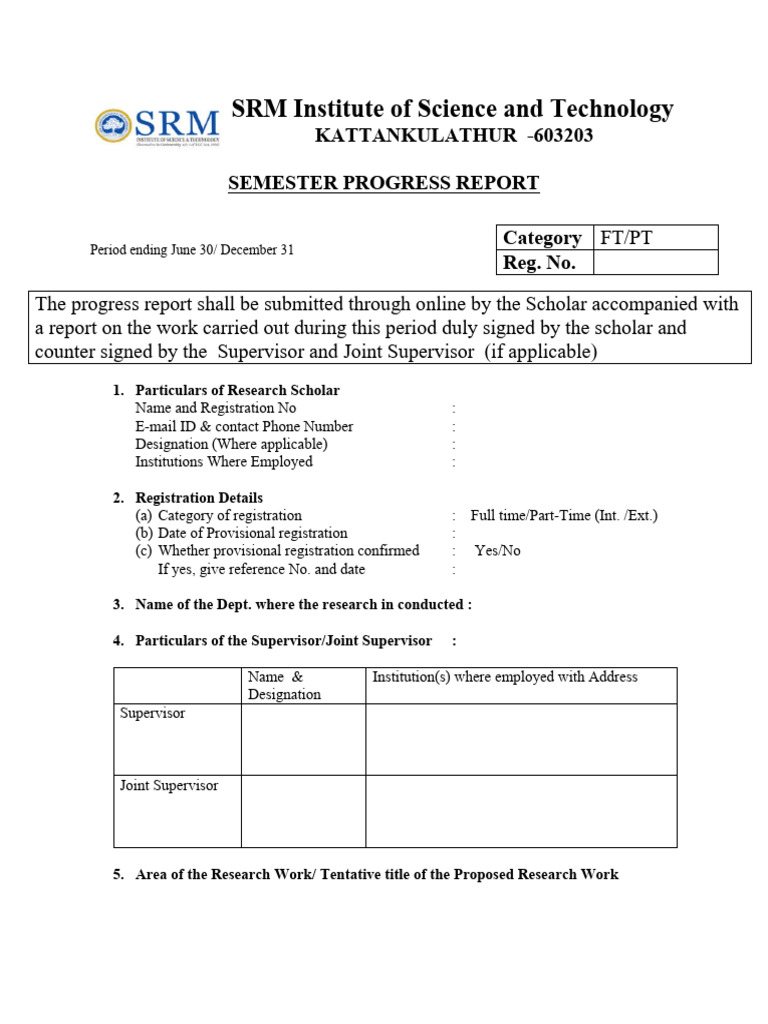Semester Progress Report PHD | PDF | Academic Publishing