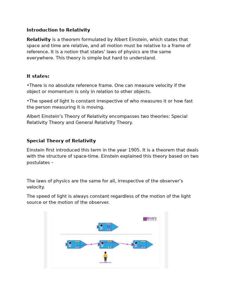 Phys 5 | PDF | Theory Of Relativity | Special Relativity