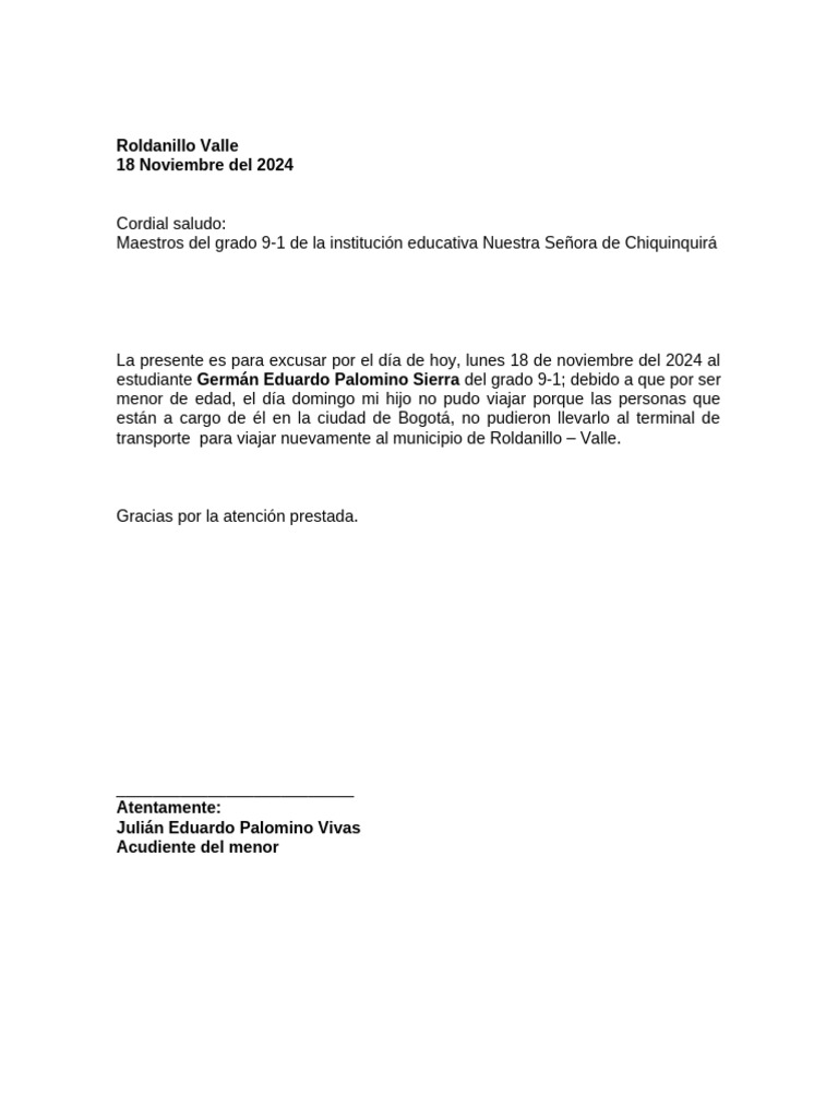 Excusa 2 | PDF