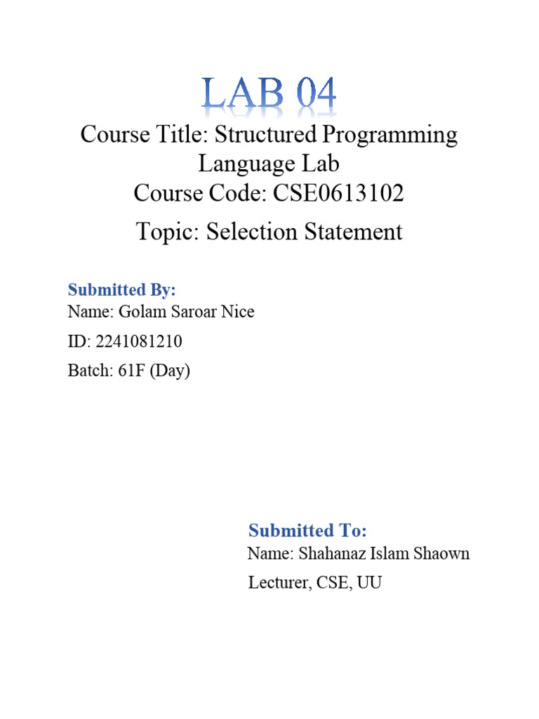 C Programming Selection Statements Guide | PDF