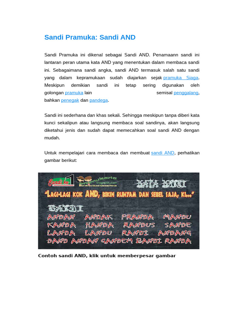 Panduan Sandi Pramuka: Sandi AND | PDF