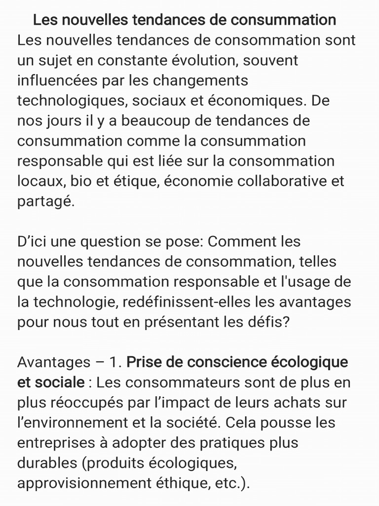 Les Habitudes de Consommation | PDF