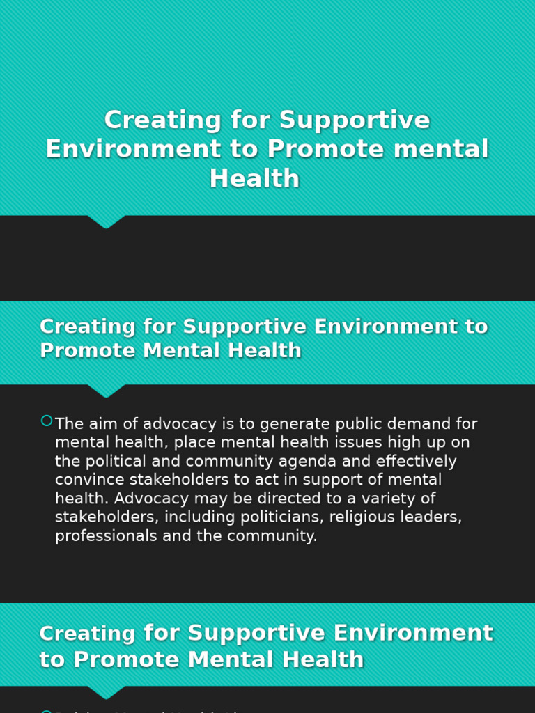 ED211 Creating For Supportive Environment Promote Mental Health | PDF ...