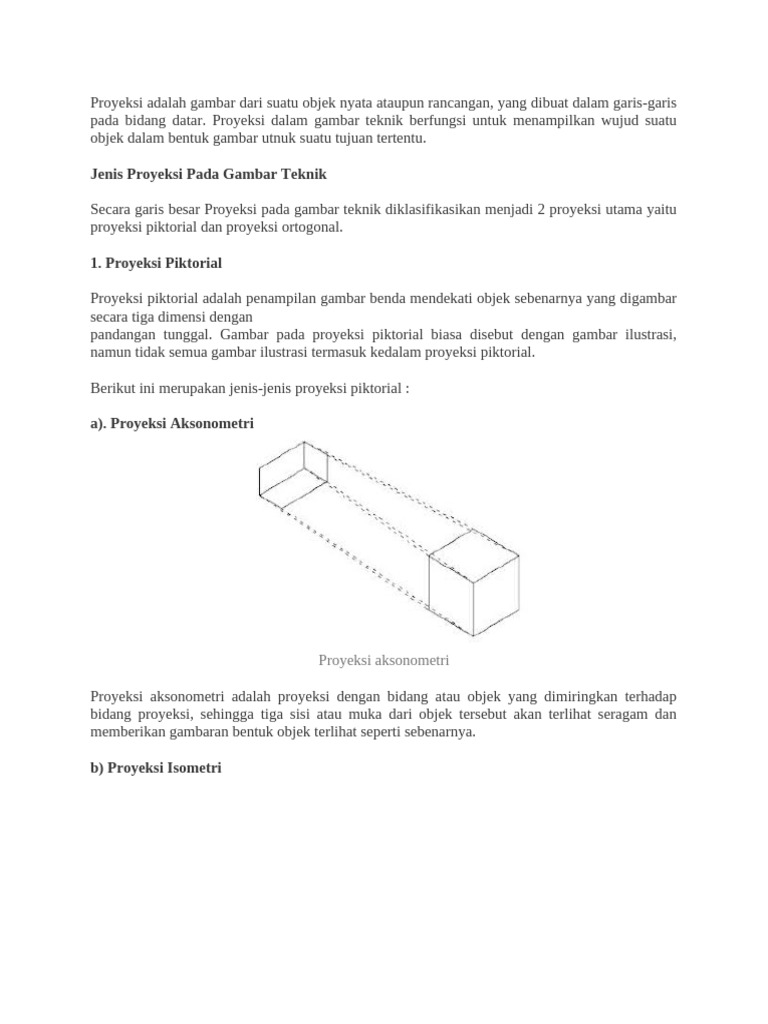 Jenis-Jenis Proyeksi Gambar Teknik | PDF