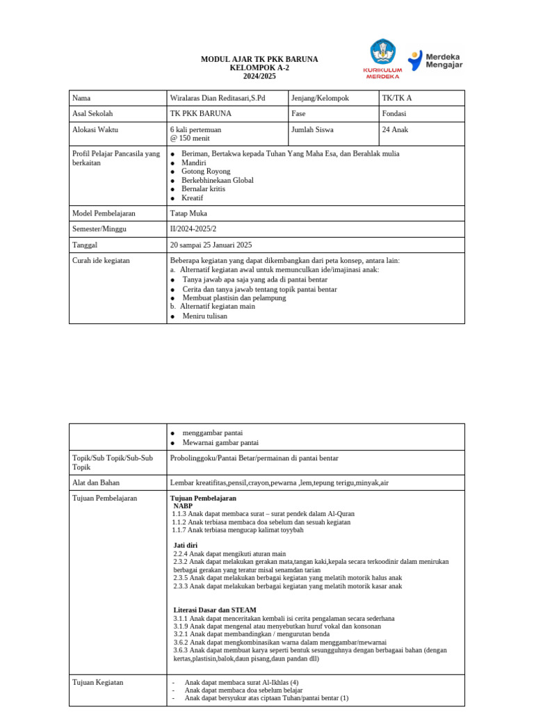 Modul Ajar - 2 Pantai Bentar | PDF
