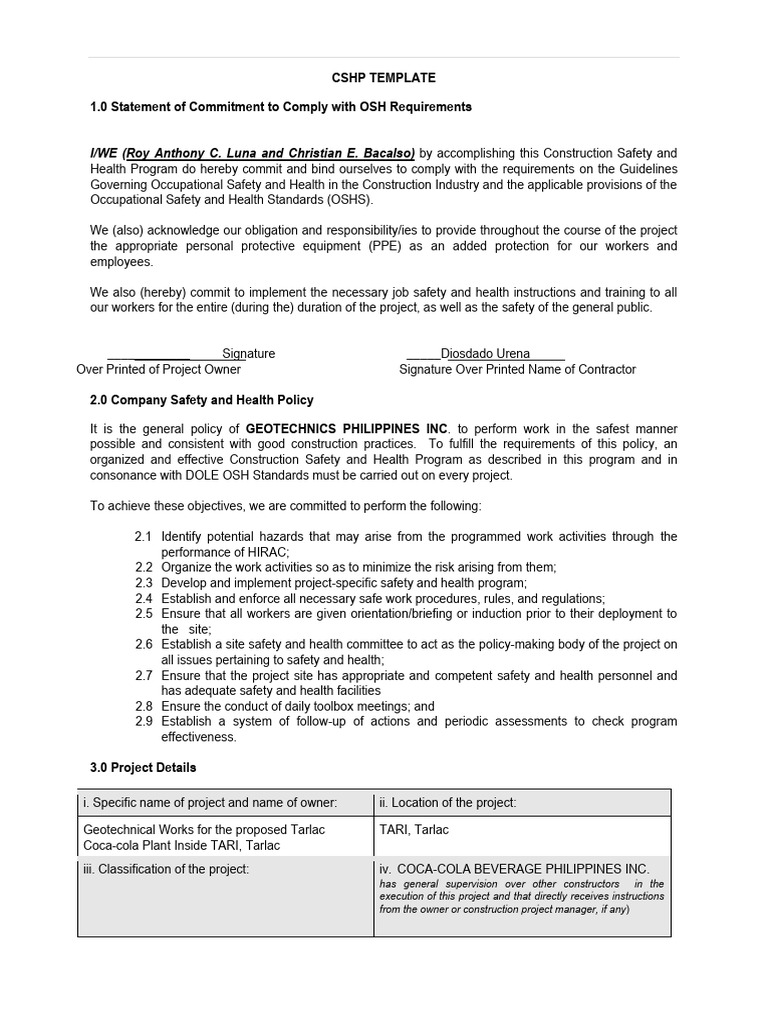 CSHP-Form-1B-2023-Template - For AMH Project Rev 2 20240708 | PDF ...