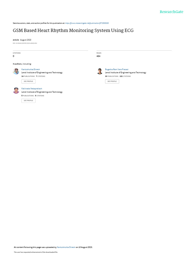 13-GSM Based Heart Rhythm Monitoring System Using ECG | PDF ...