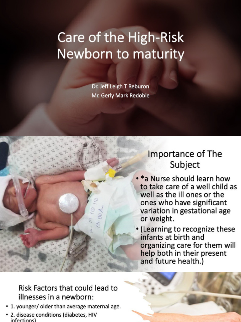Week 1 and 2 Care High Risk Newborn To Maturity | PDF