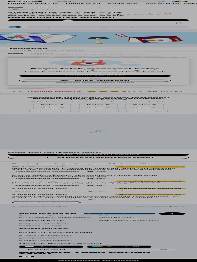 Jika Garis 3x + 4y - 12 Direfleksikan Terhadap Sumbu Y Maka Persamaan Garis Bayangannya Adalah ...