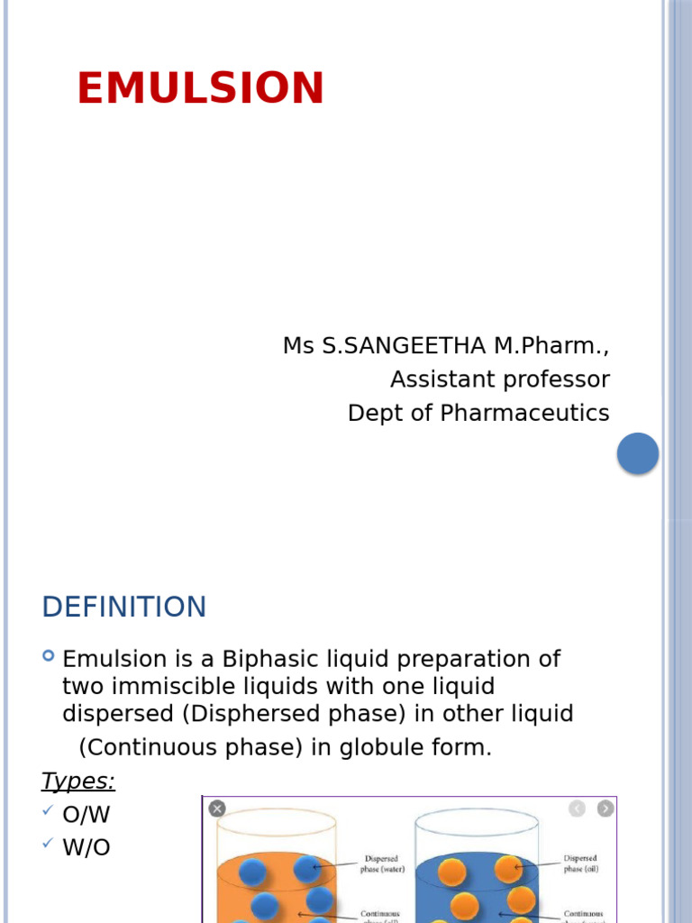 3 Emulsion Ppt | PDF | Emulsion | Materials Science