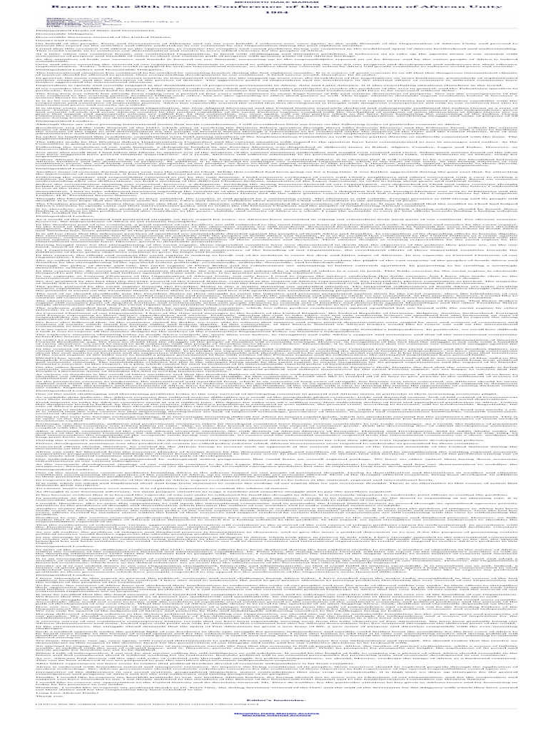 MENGISTU HAILE MARIAM - Report To The 20th Summit Conference of The Organization of African ...