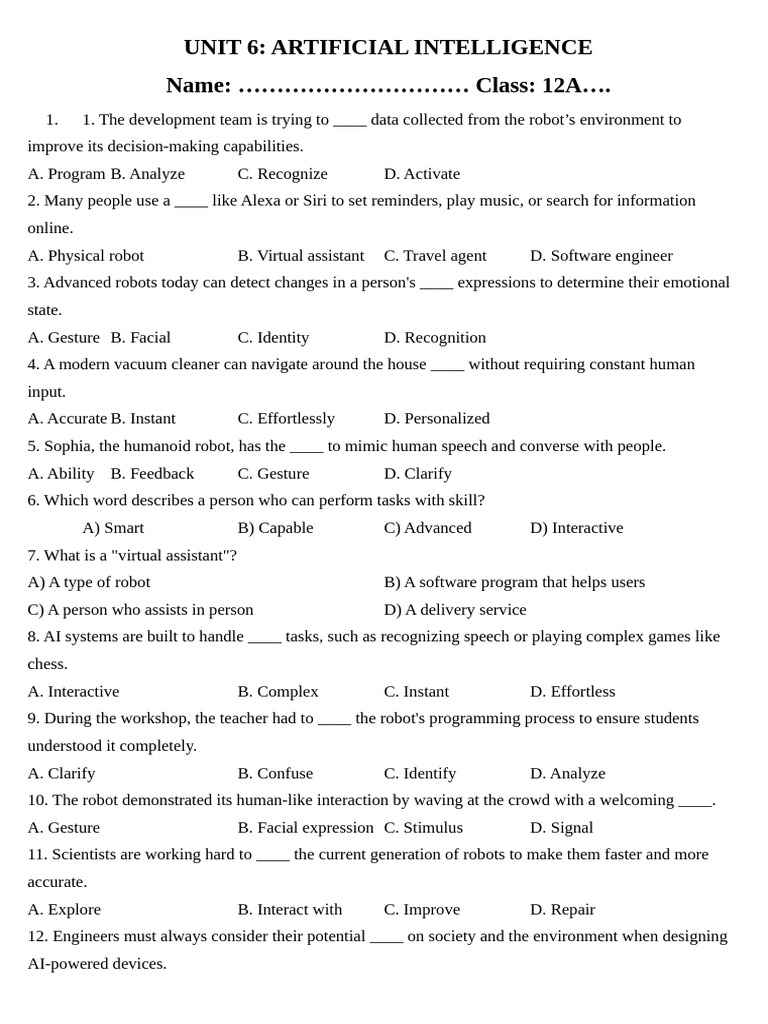 checking vocabulary - 12a10 12 | PDF | Artificial Intelligence ...