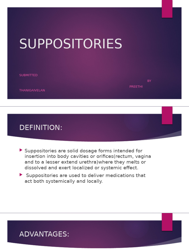 7 Suppositories | PDF | Rectum | Polyethylene Glycol