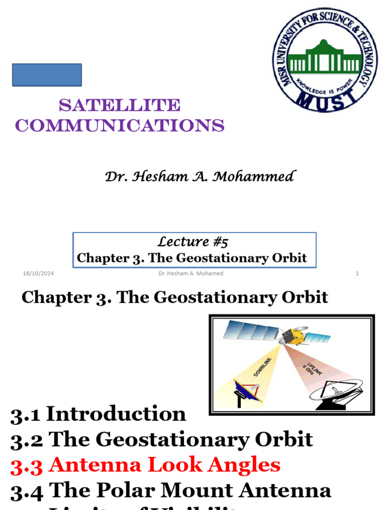 Lect - 592 - 5 - Antenna Look Angles Geostationary Orbit | PDF ...