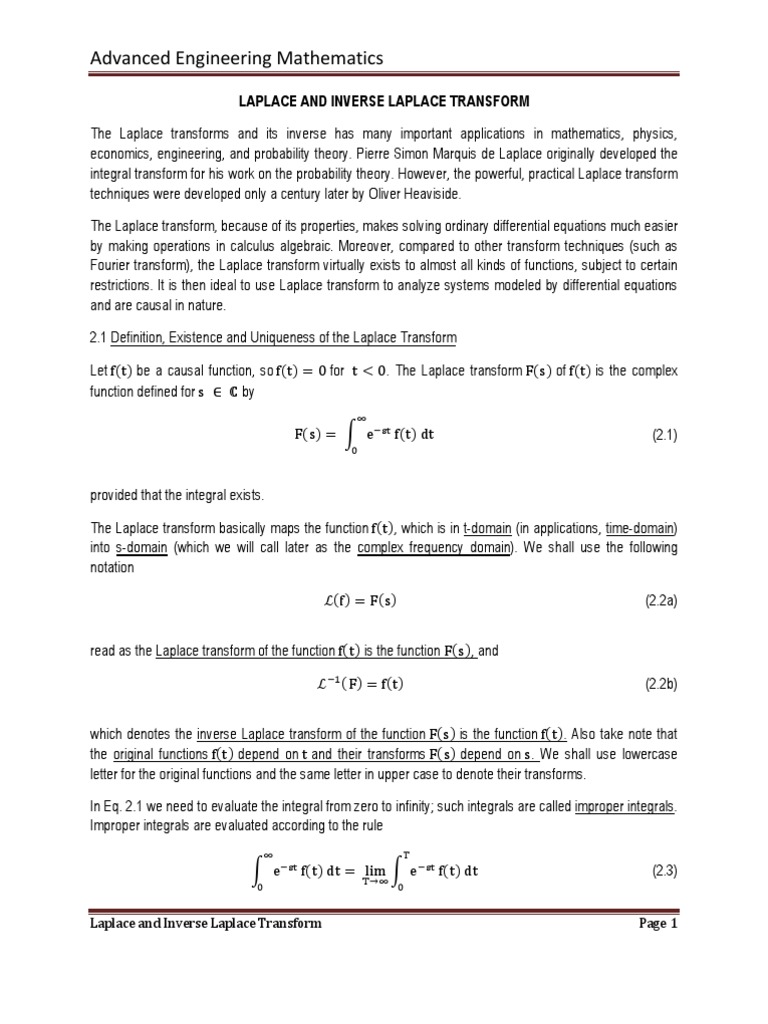 AdvMath (Unit 2) | PDF | Laplace Transform | Force