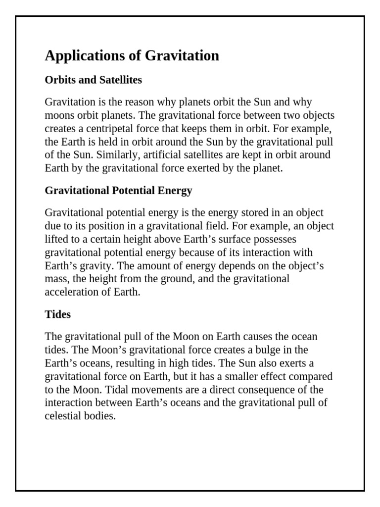 Applications of Gravitation | PDF