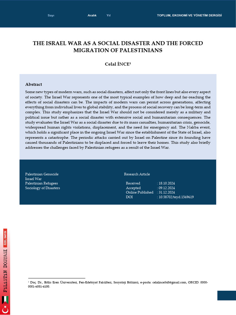 The Israel War As A Social Disaster and The Forced Immigration | PDF ...