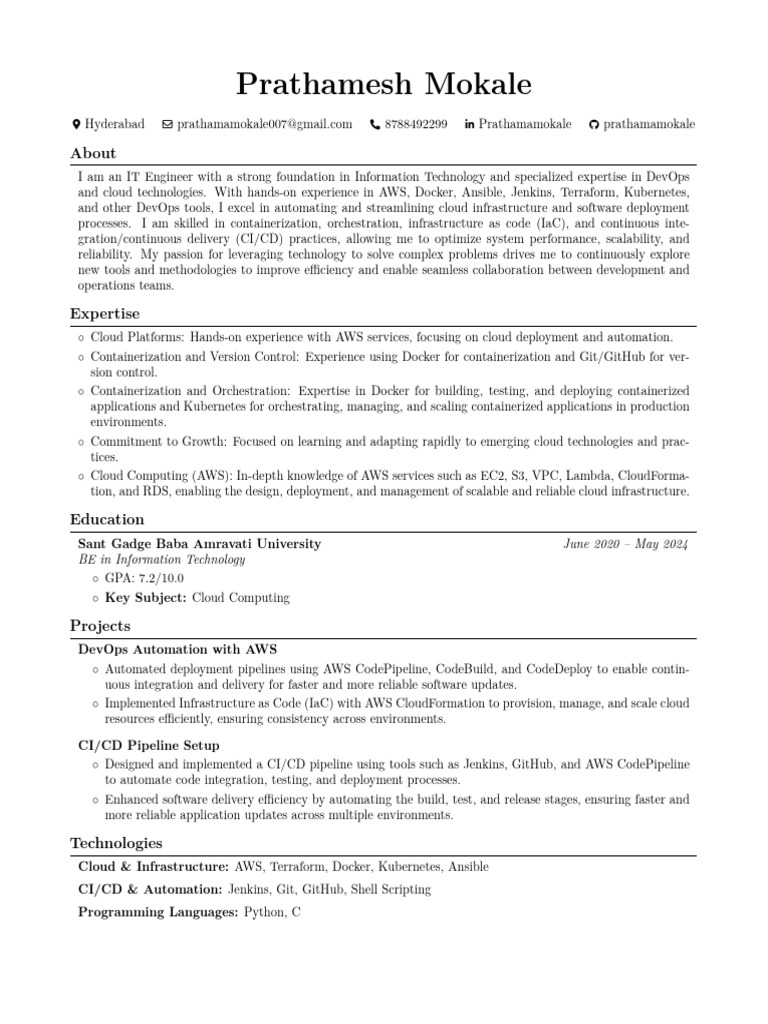 Prathamesh_Resume | PDF | Cloud Computing | Amazon Web Services