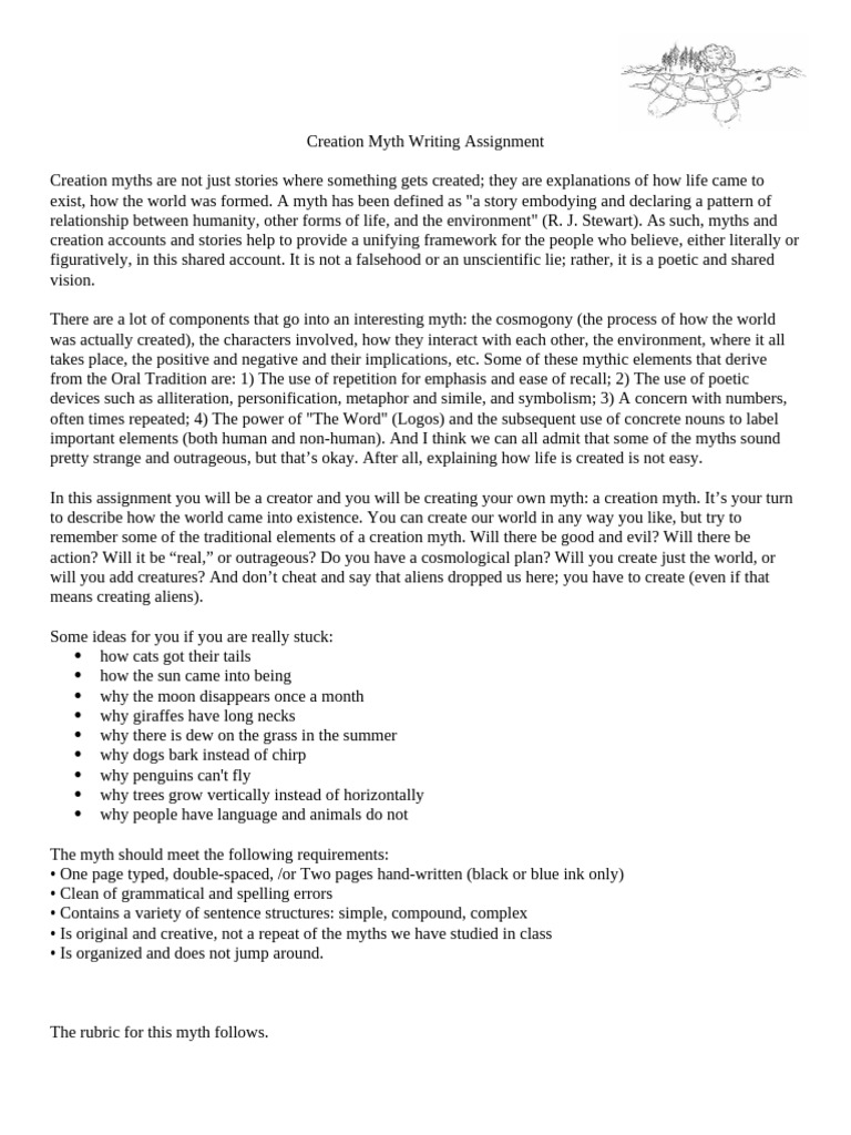 Create Your Own Creation Myth Assignment | PDF | Creation Myths | Word