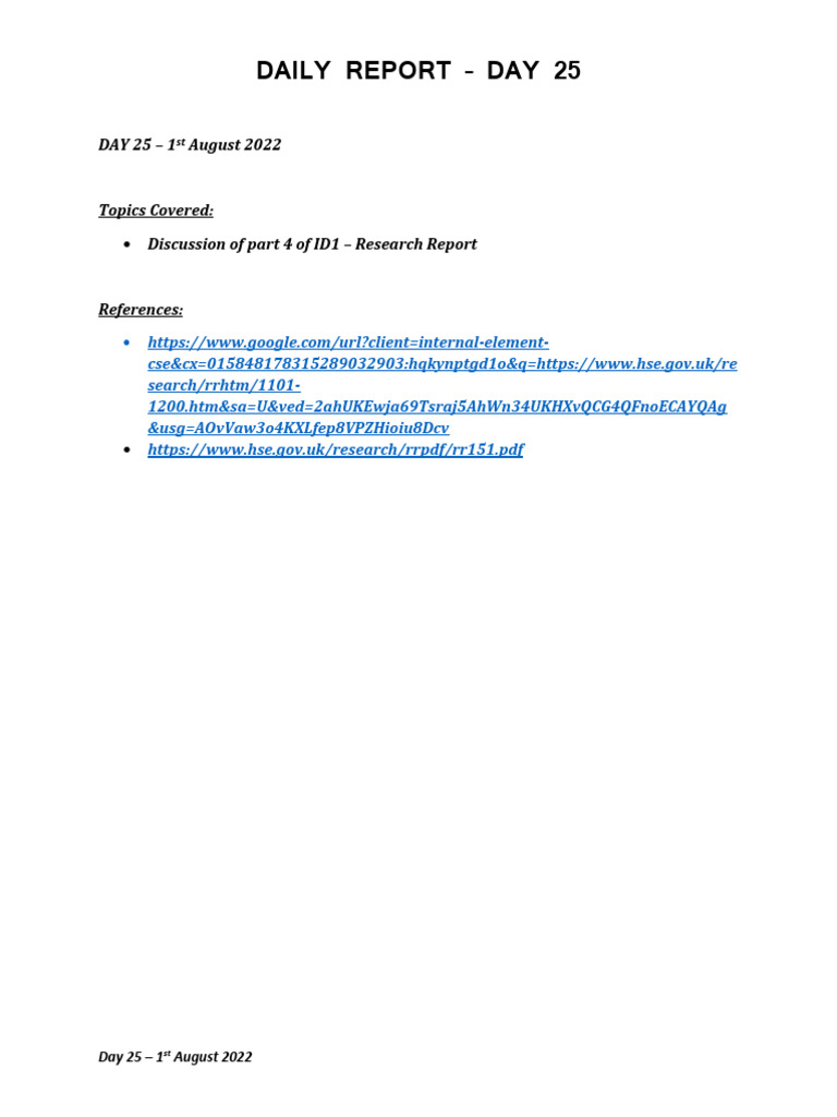 Day 25: ID1 Research Report Discussion | PDF