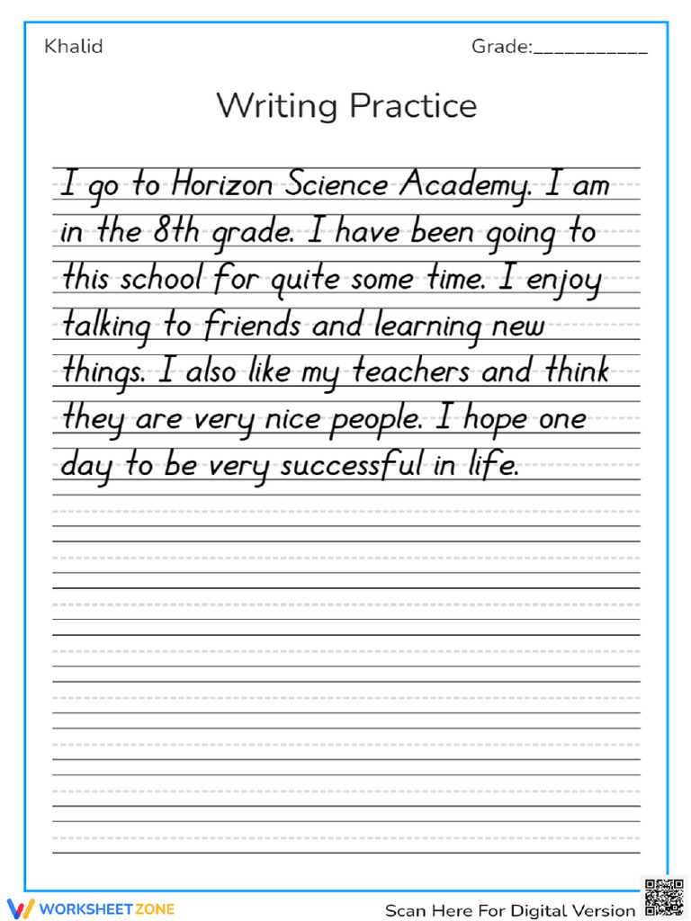 Handwriting Practice Worksheet For Kids | PDF