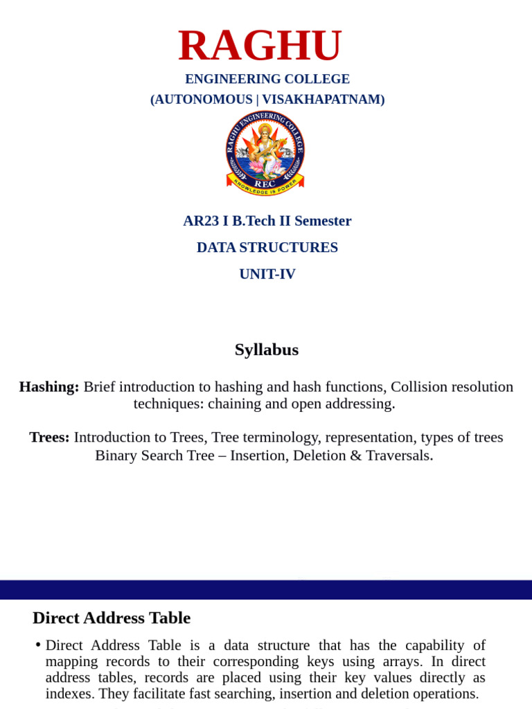 AR23 REC DS Unit-IV v2 | PDF | Database Index | Algorithms And Data Structures