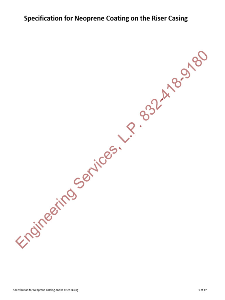 Specification For Neoprene Coating On The Riser Casing | PDF | Pipe ...