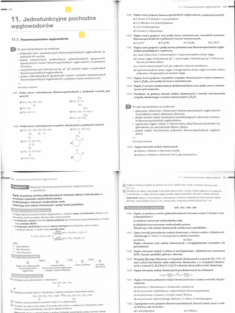Karta Pracy 11 - Jednofunkcyjne Pochodne Węglowodorów | PDF