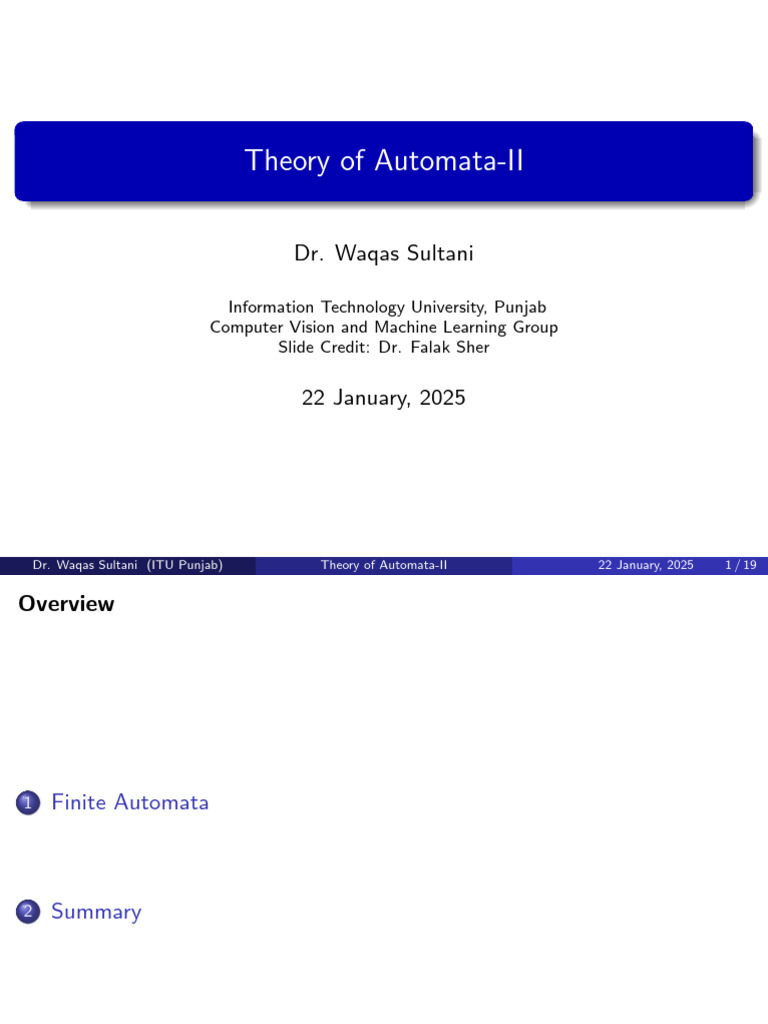 02 Lect DFAAutomata | PDF | Automata Theory | Algorithms