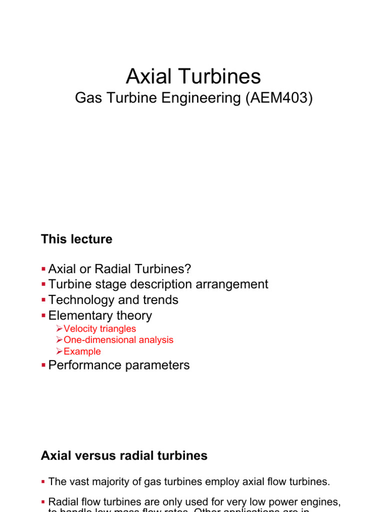 Axial Turbines Slides | PDF | Turbine | Gas Turbine