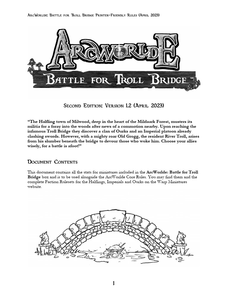 ArcWorlde, Second Edition - Battle For Troll Bridge, Beginner Ruleset ...