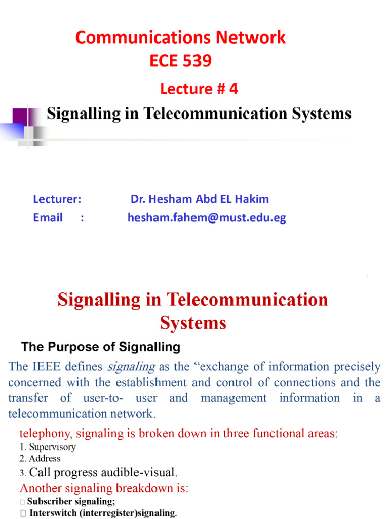 ECE 539 Lecture 4- Comm Network | PDF | Telephone | Telephone Call