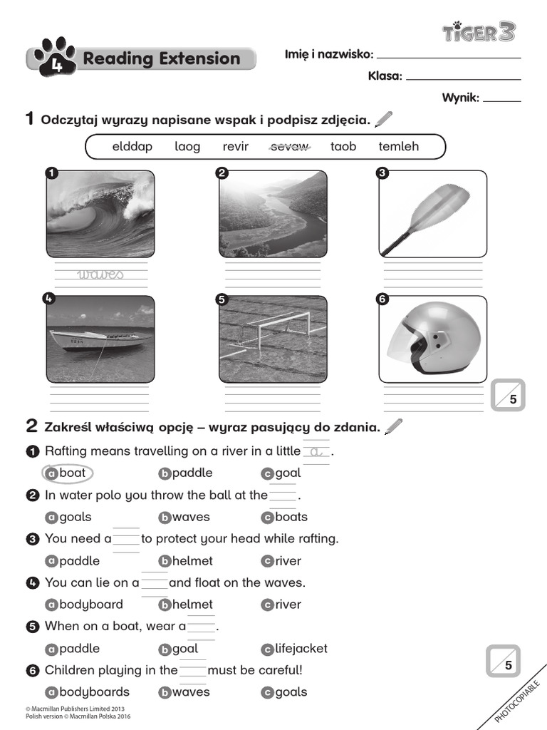 Tiger 3 Reading Extension Test 4 | PDF | Water Sports
