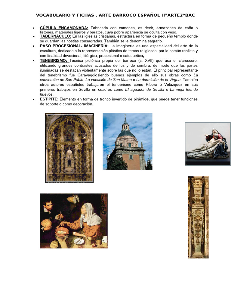 Vocabulario del Arte Barroco Español | PDF | Barroco | Pinturas