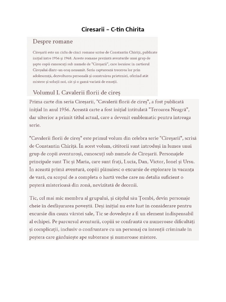 Ciresarii - C. Chirita | PDF