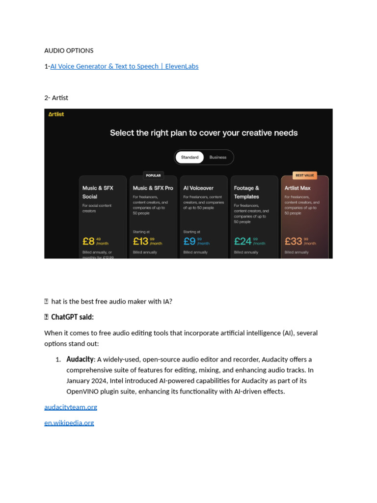 Audio Options | PDF