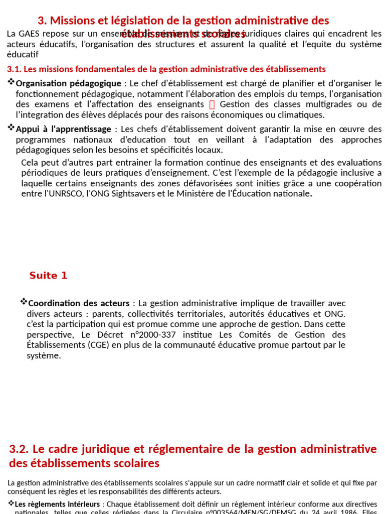 Gestion Administrative Des Établissements | PDF | Pédagogie | Invalidité