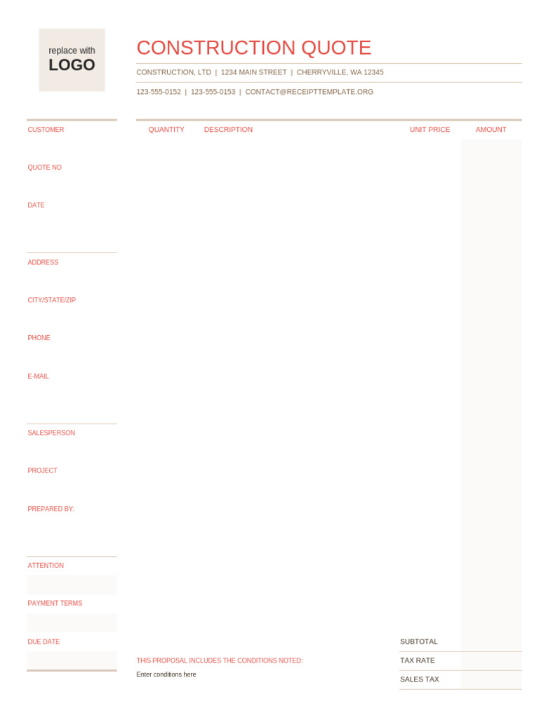 Construction Quote Template | PDF