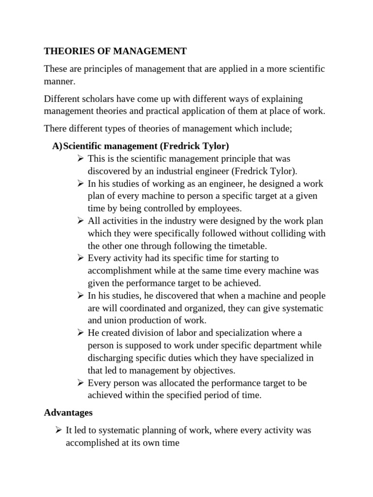 Overview of Management Theories | PDF | Employment | Performance Appraisal