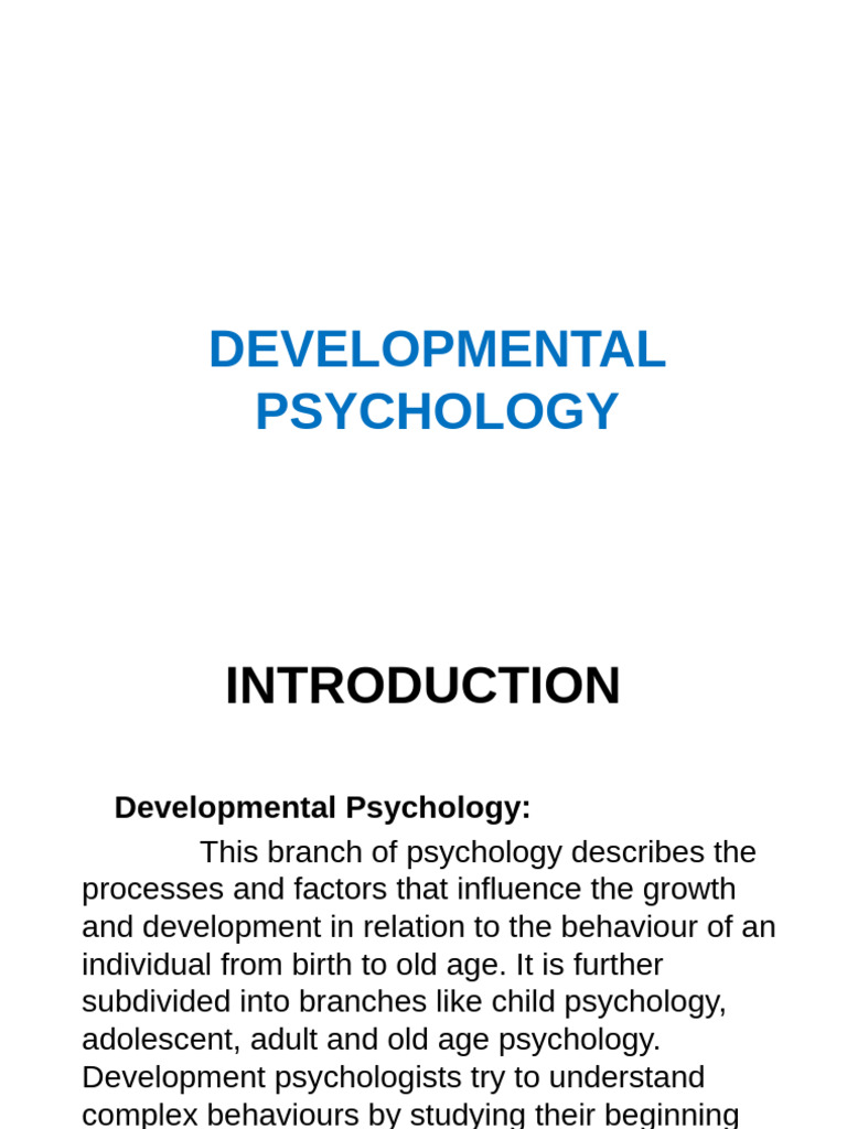 Developmental Psychology | PDF | Adolescence | Prenatal Development