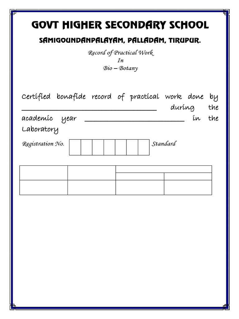Bonafide Record of Practical Work | PDF