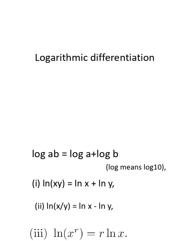 UNIT 3 Logarithmic Differentiation | PDF