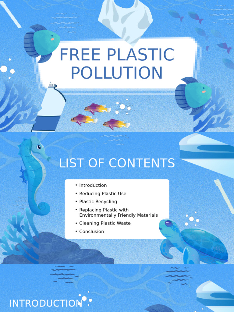 Blue Illustrative Free Plastic Pollution Presentation | PDF
