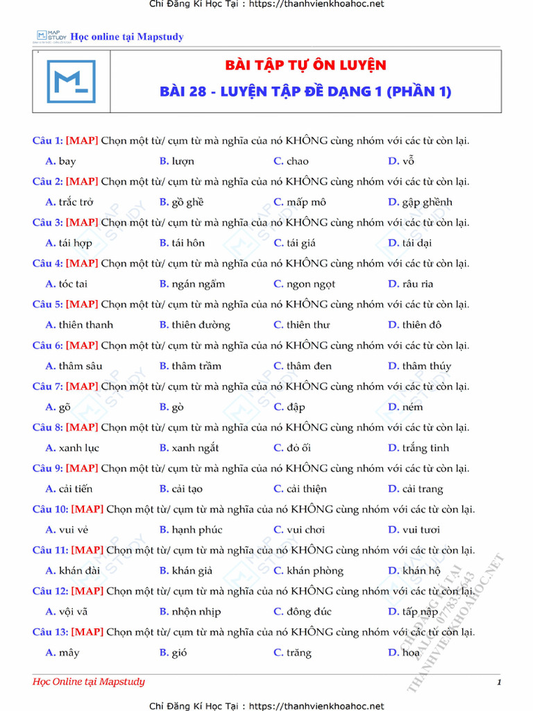 Tai Lieu - Buoi 28 Bai Tap Ve Nha | PDF