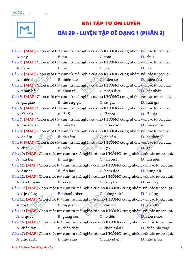 Tai Lieu - Buoi 29 Bai Tap Ve Nha | PDF