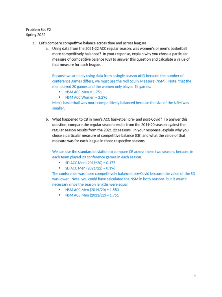 Competitive Balance Analysis in Sports | PDF | Standard Deviation ...