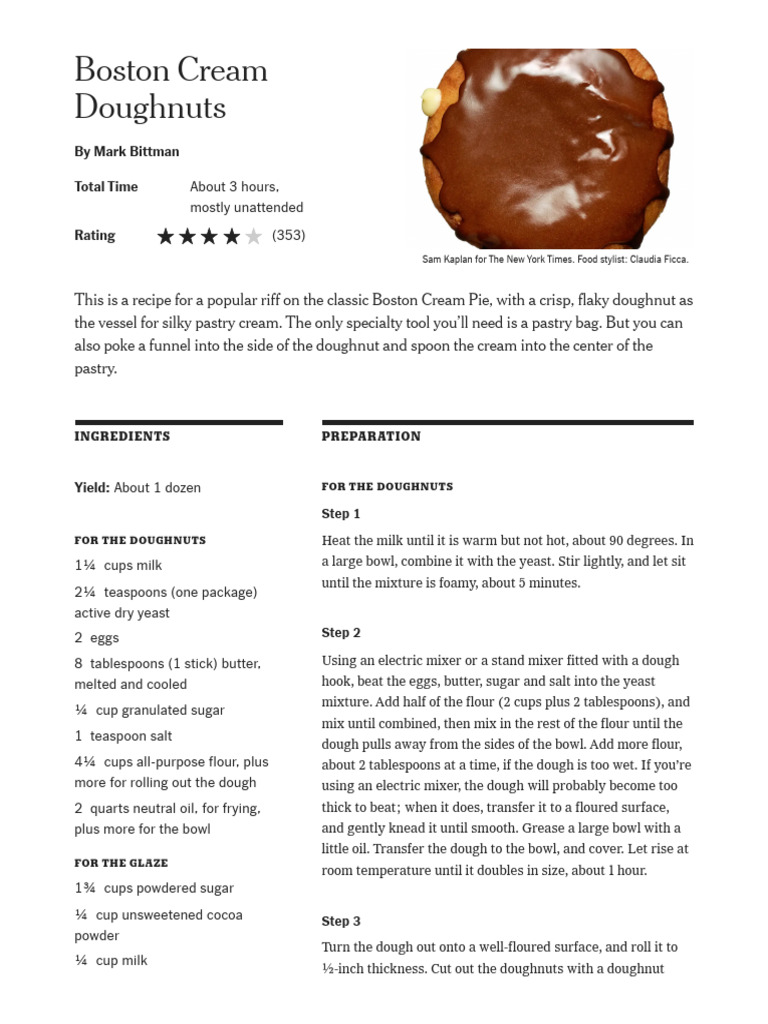 Boston Cream Doughnuts Recipe | PDF | Doughnut | Teaspoon