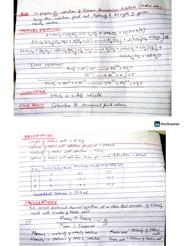 Mohr's Salt Practical-1 | PDF