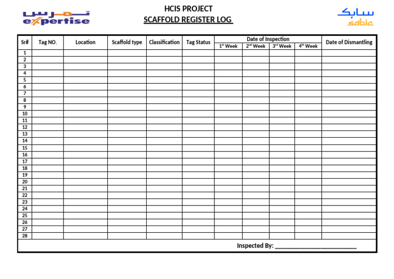 Scaffold Register Log | PDF